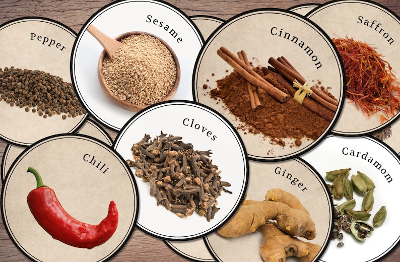 Printable Spice Labels PNG & PDF Sheets Seasoning Labels - Etsy