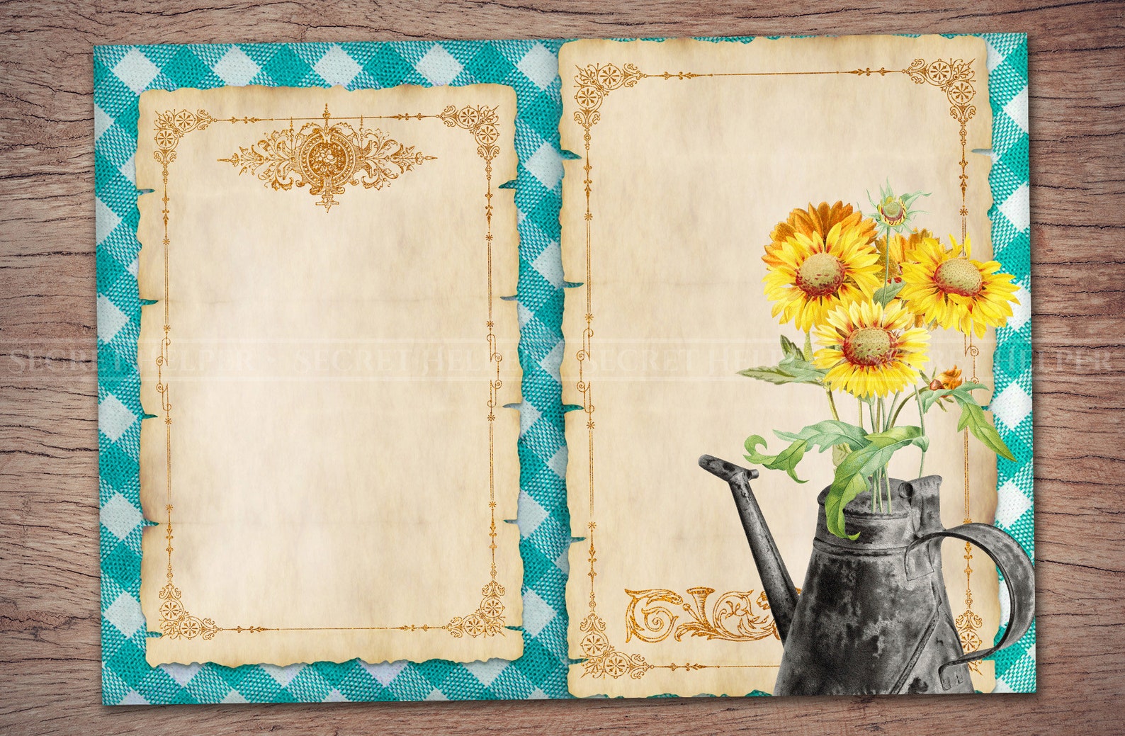 Sunflower Junk Journal Kit (printable JPG Pages With Ephemera, Cover ...