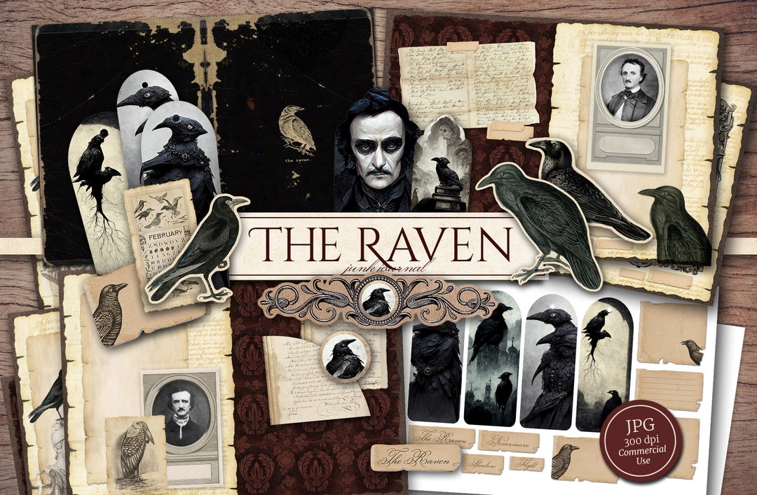 The Raven Junk Journal Kit (printable JPG Pages, Ephemera, Cover ...