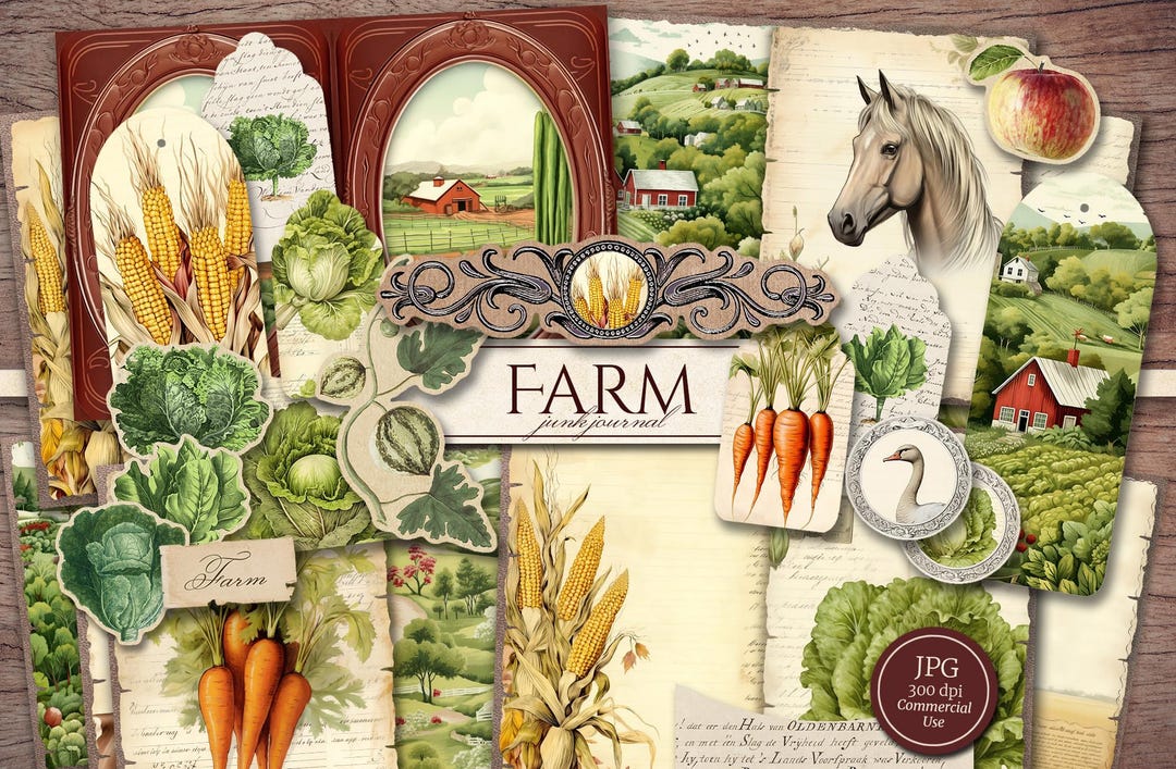 Farm Junk Journal Kit (printable JPG Pages With Ephemera, Tags ...
