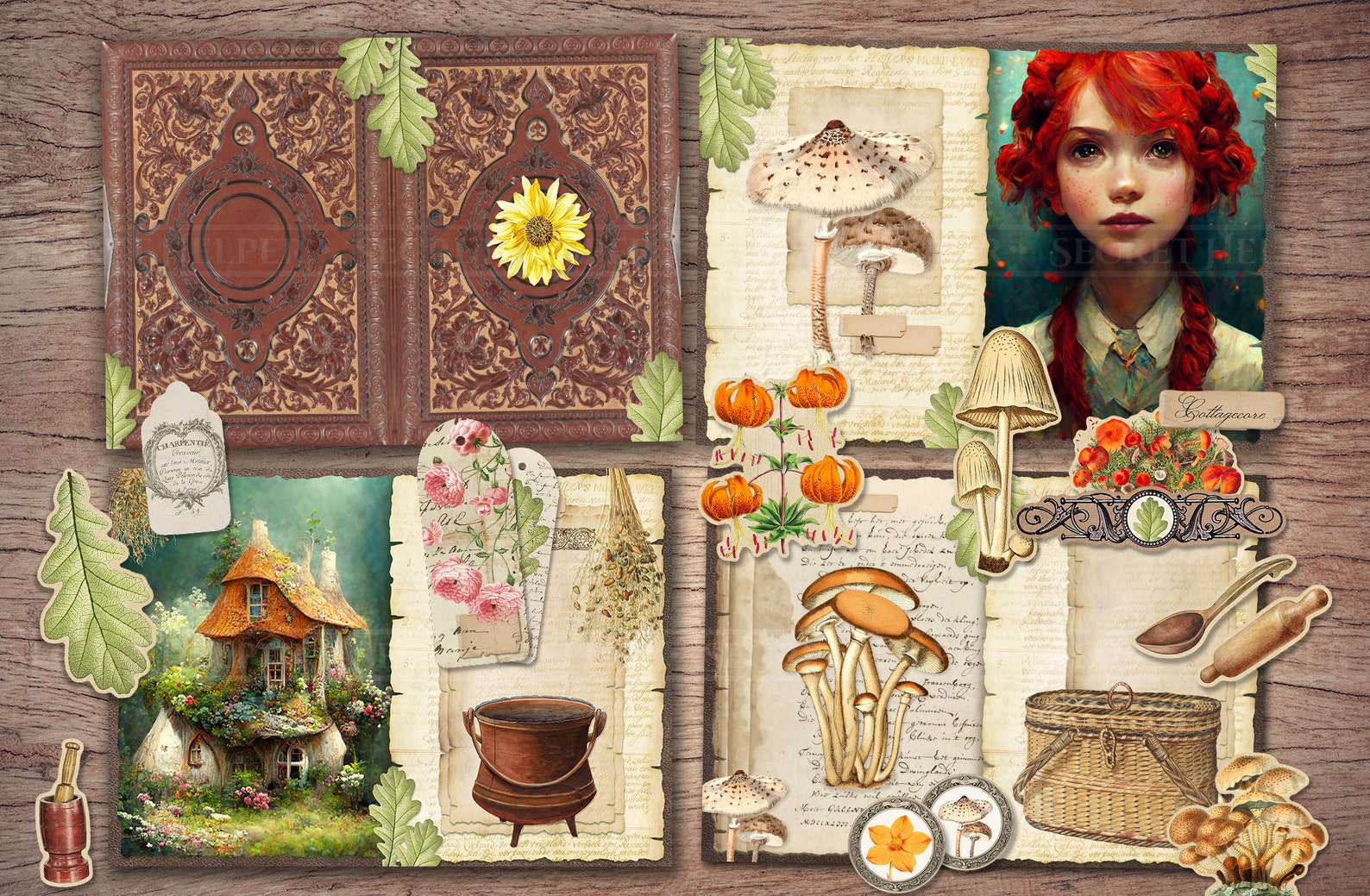 Cottagecore Junk Journal Kit (printable JPG Pages With Ephemera, Cover ...