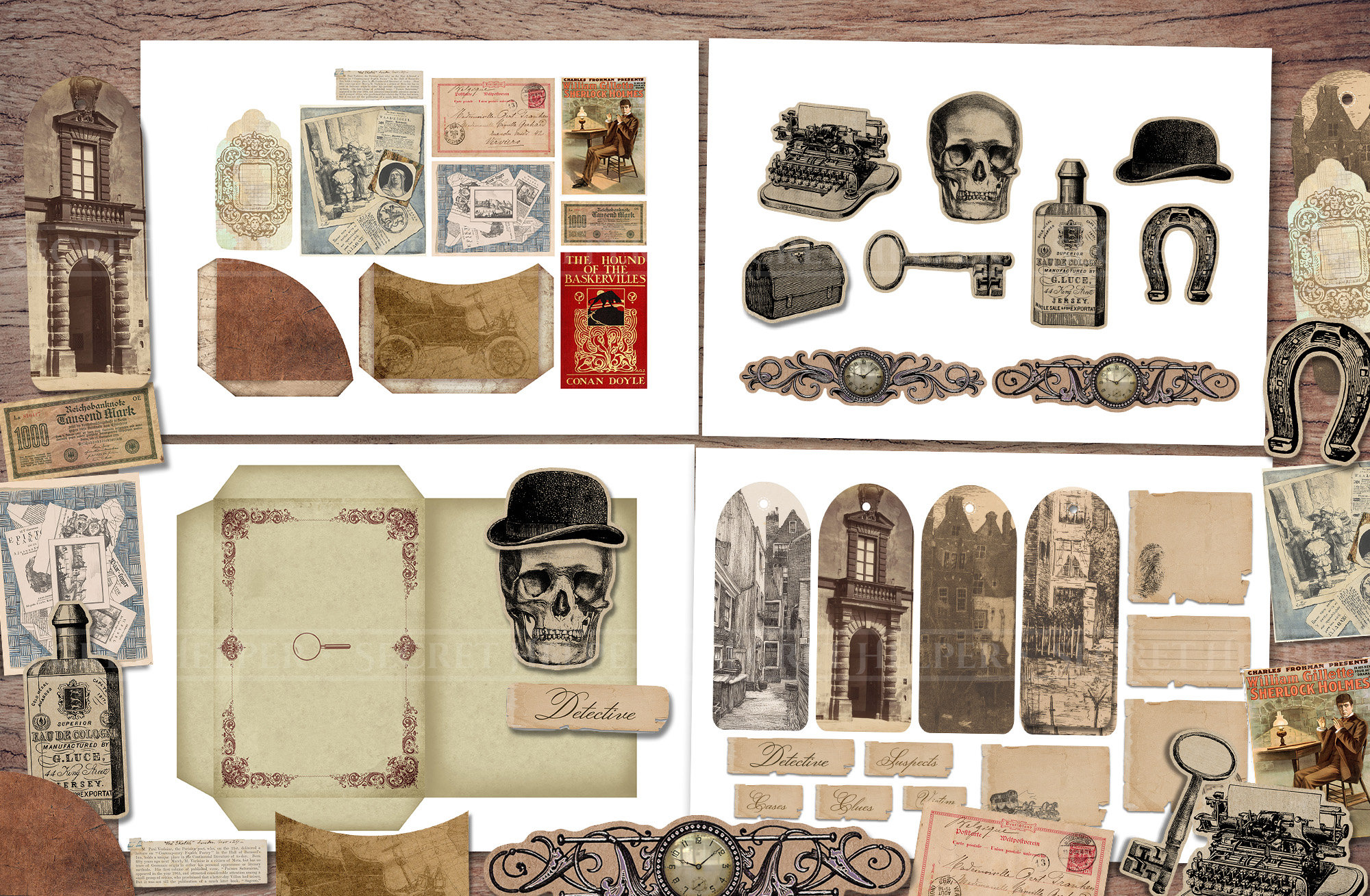 Detective Junk Journal Kit (printable JPG Pages With Ephemera, Cover ...