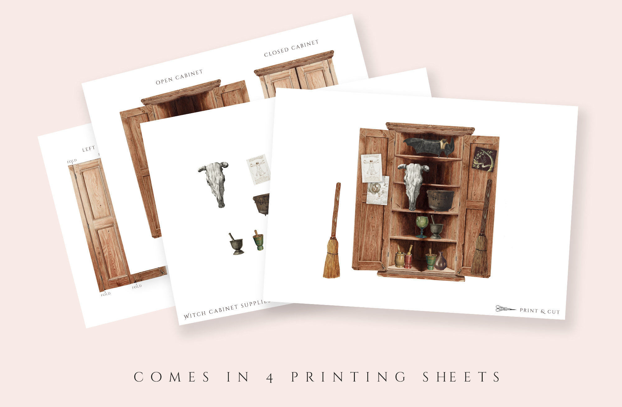 Printable Witch's Cabinet Kit JPG Sheets DIY Cabinet of - Etsy
