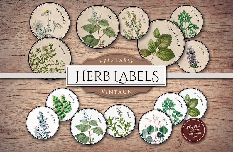 Printable Herb Labels (PNG & PDF Sheets), Green Witch Ephemera ...