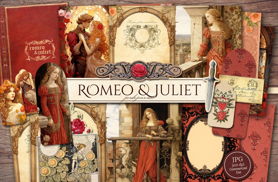 Romeo and Juliet Junk Journal Kit (printable JPG Pages With Ephemera ...