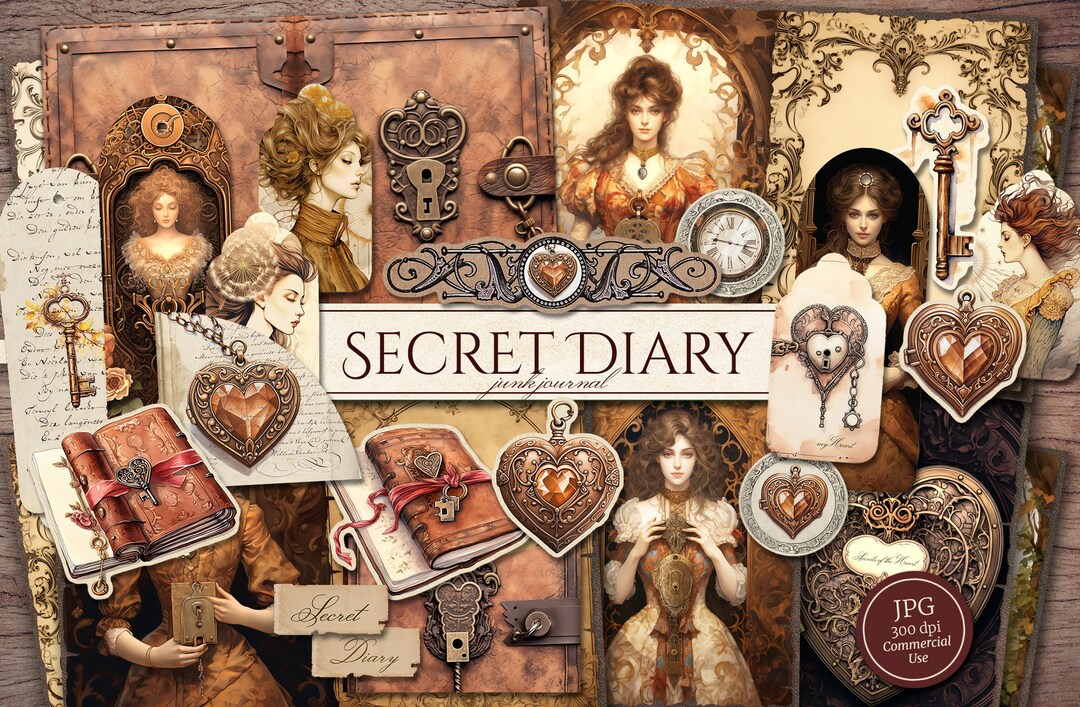 Secret Diary Junk Journal Kit: Victorian Ephemera, Tags (digital ...