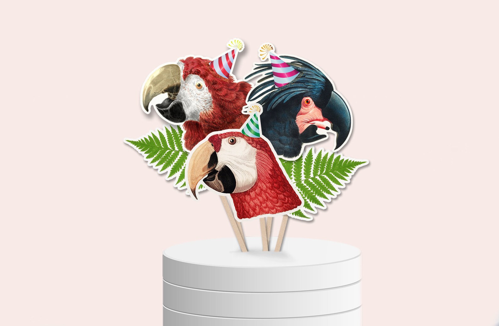 Printable Parrot Cake Topper (in JPG), Animals With Hat Cake Topper ...