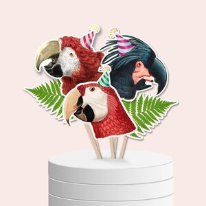 Printable Parrot Cake Topper (in JPG), Animals With Hat Cake Topper ...