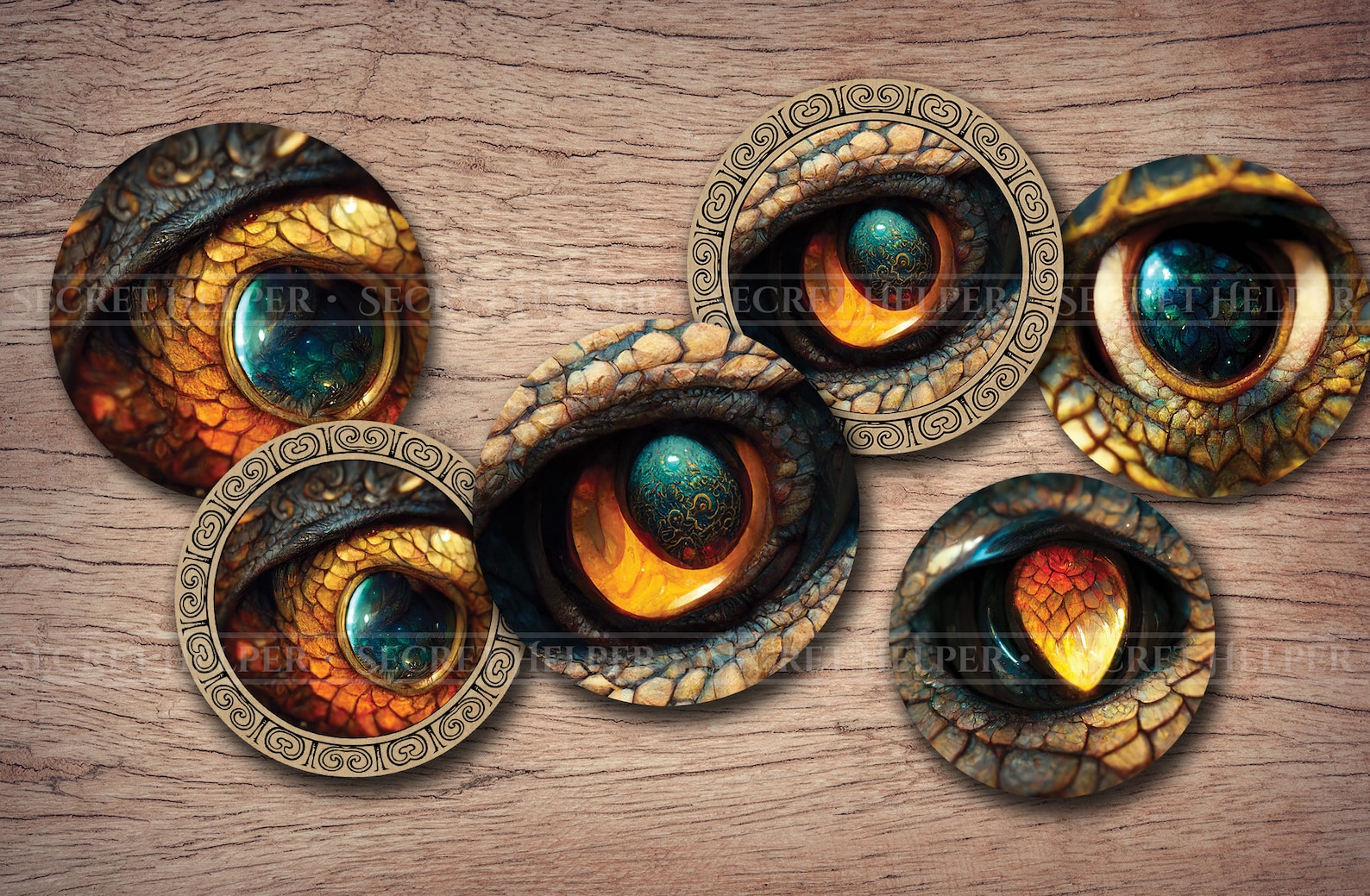 Printable Dragon Eyes PNG PDF Collage Sheets Circle Round - Etsy