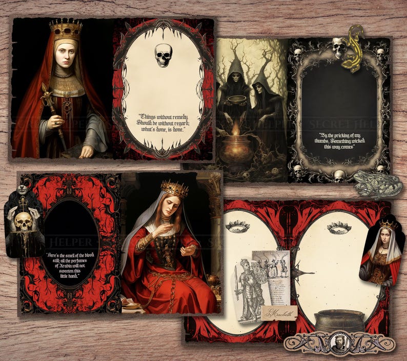 Macbeth Junk Journal Kit (printable JPG Pages With Ephemera), Medieval ...