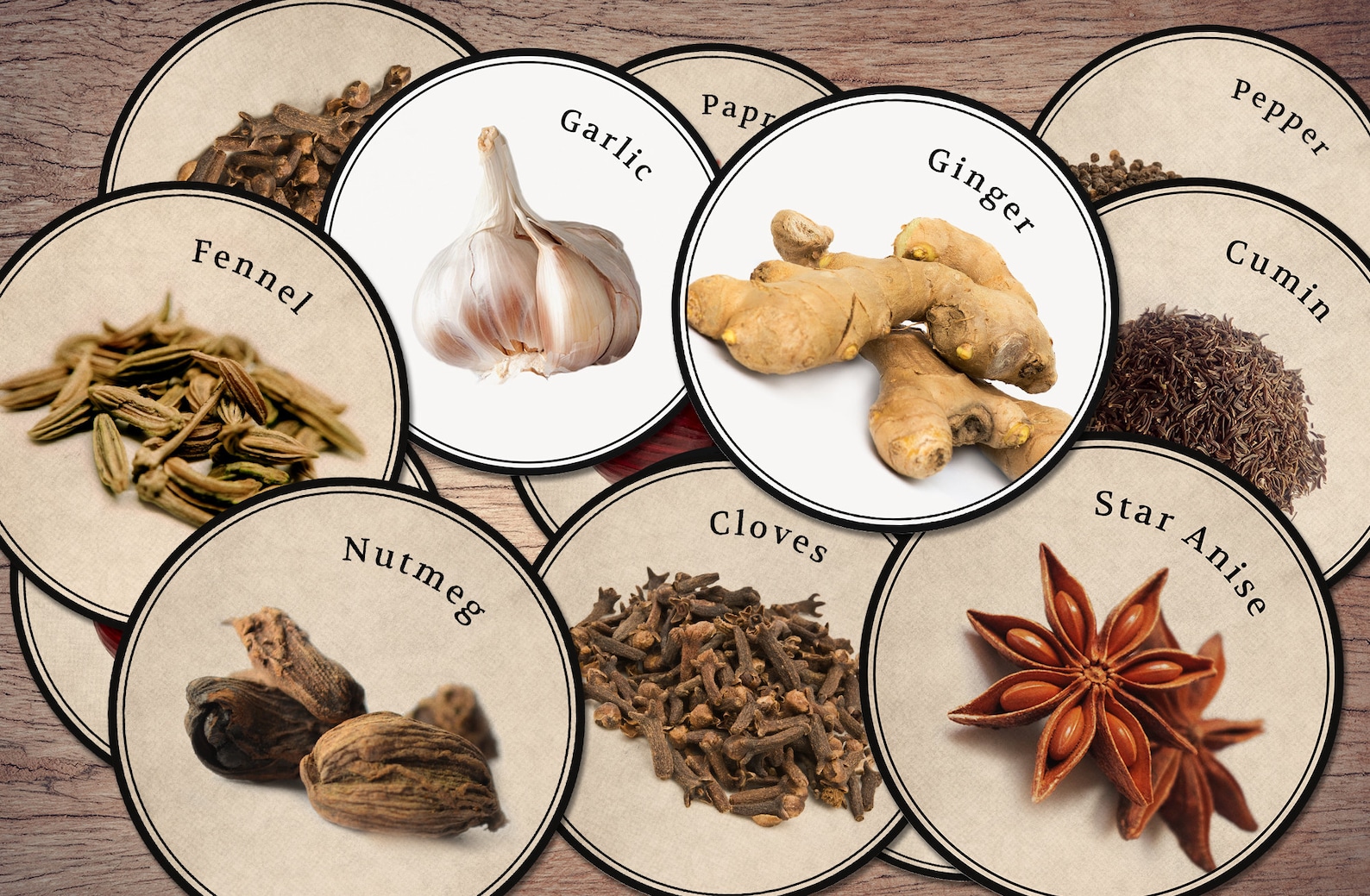 Printable Spice Labels (PNG & PDF Sheets), Seasoning Labels, Round Tags ...