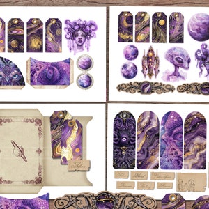 Alien Junk Journal Kit printable JPG Pages With Ephemera, Tags, Space ...