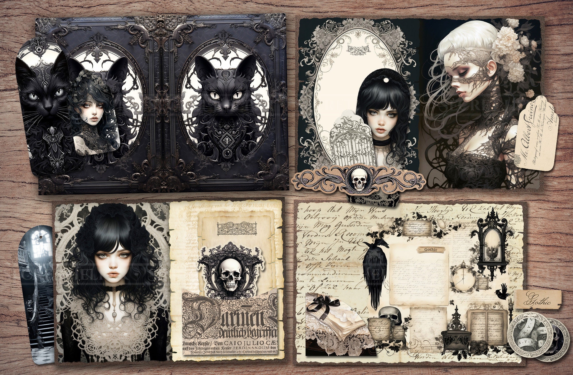 Gothic Junk Journal Kit (printable JPG Pages With Ephemera, Tags ...