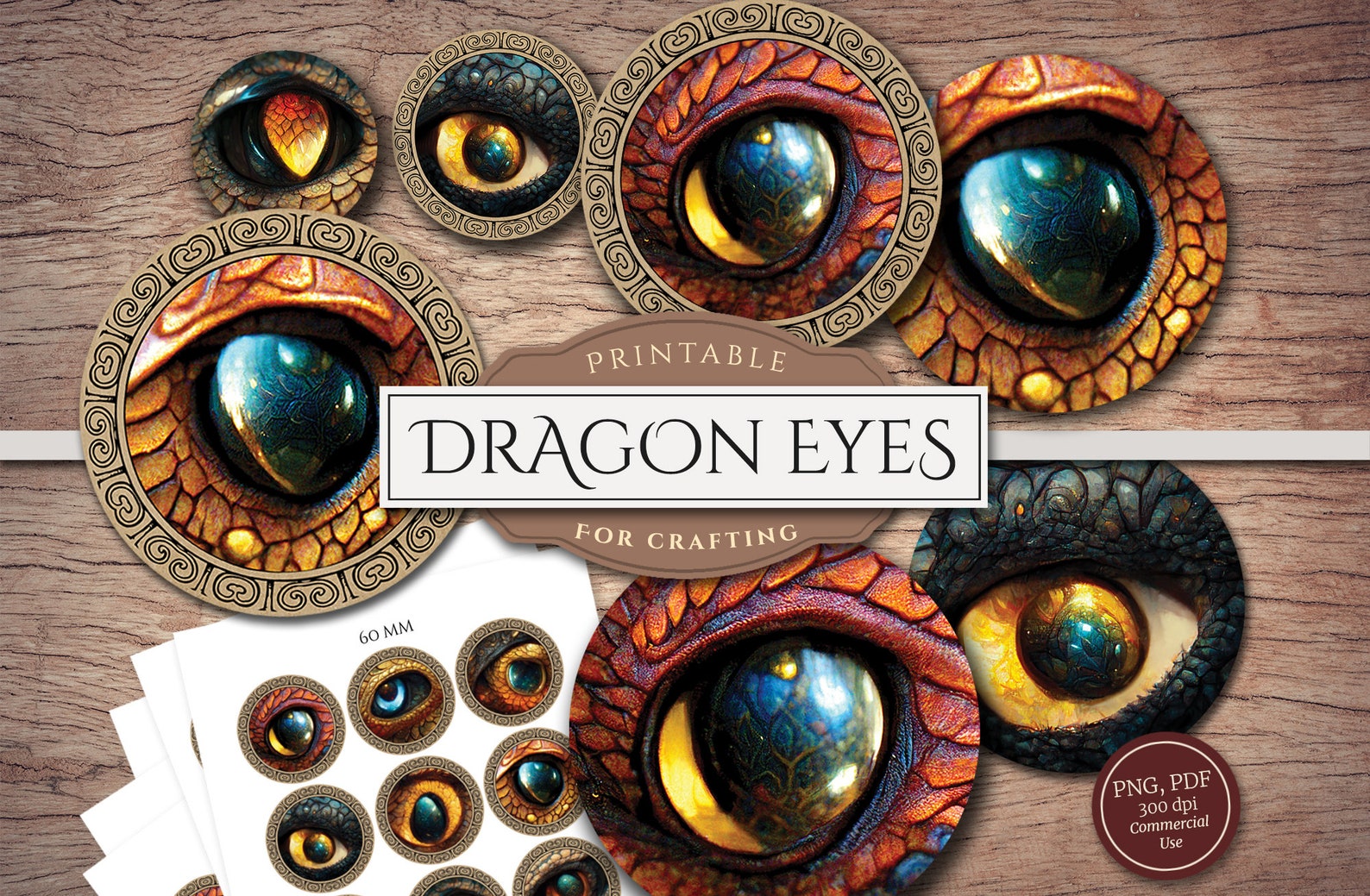 Printable Dragon Eyes (PNG, PDF Collage Sheets), Circle, Round Images ...