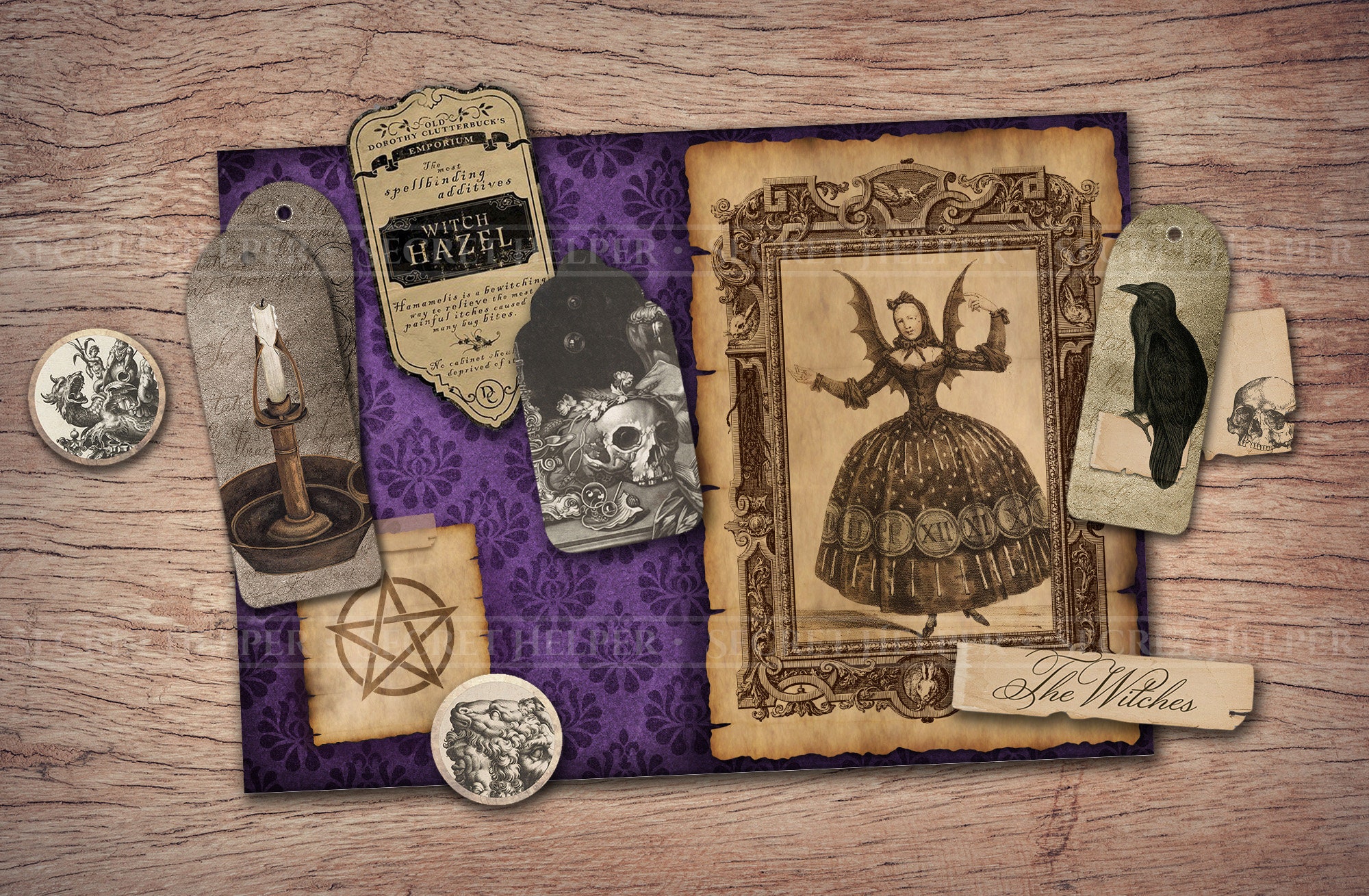 Witch Junk Journal Kit printable JPG Pages With Ephemera - Etsy
