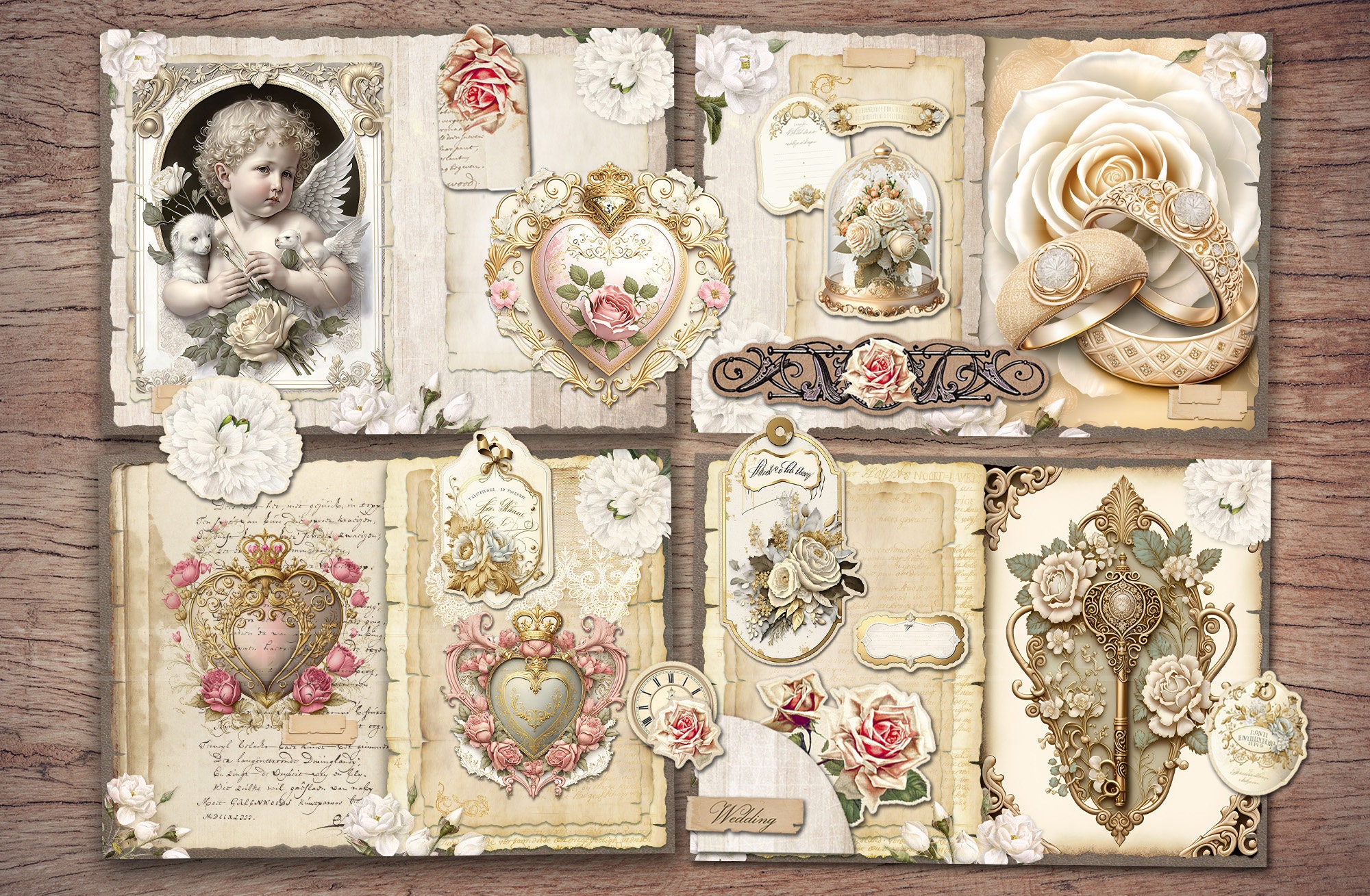 Wedding Junk Journal Kit (printable JPG Pages With Ephemera, Tags ...