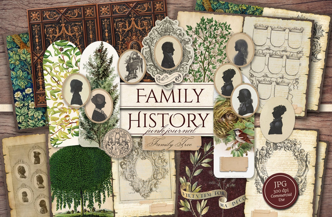 Family History Junk Journal Kit (printable JPG Pages With Ephemera ...