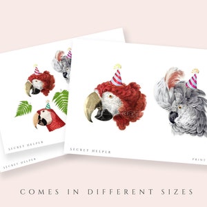 Printable Parrot Cake Topper (in JPG), Animals With Hat Cake Topper ...