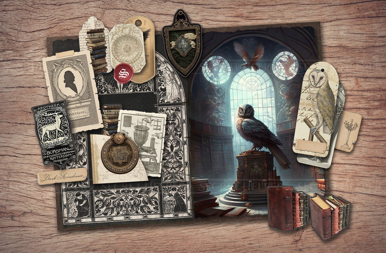 Dark Academia Junk Journal Kit printable JPG Pages With Ephemera, Old ...