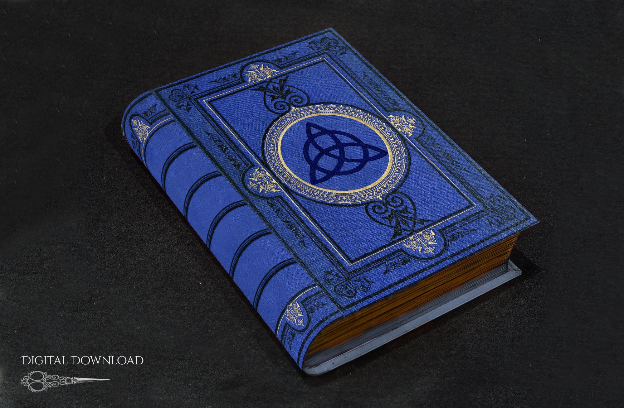 Printable Blue Spellbook Cover (PDF & JPG), for Book of Shadows, Witch ...