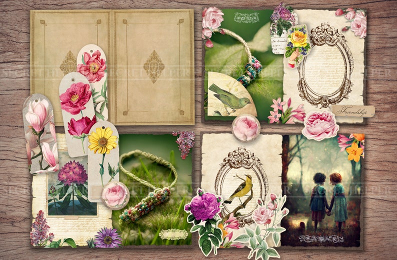 Friendship Junk Journal Kit printable JPG Pages With - Etsy