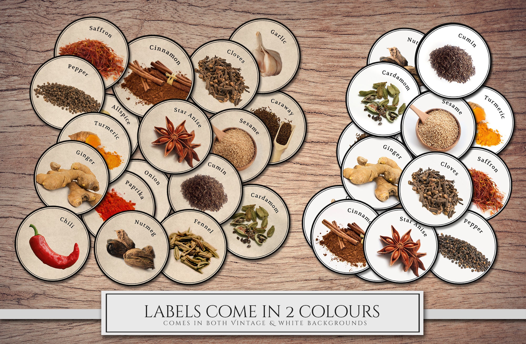 Printable Spice Labels PNG & PDF Sheets Seasoning Labels - Etsy