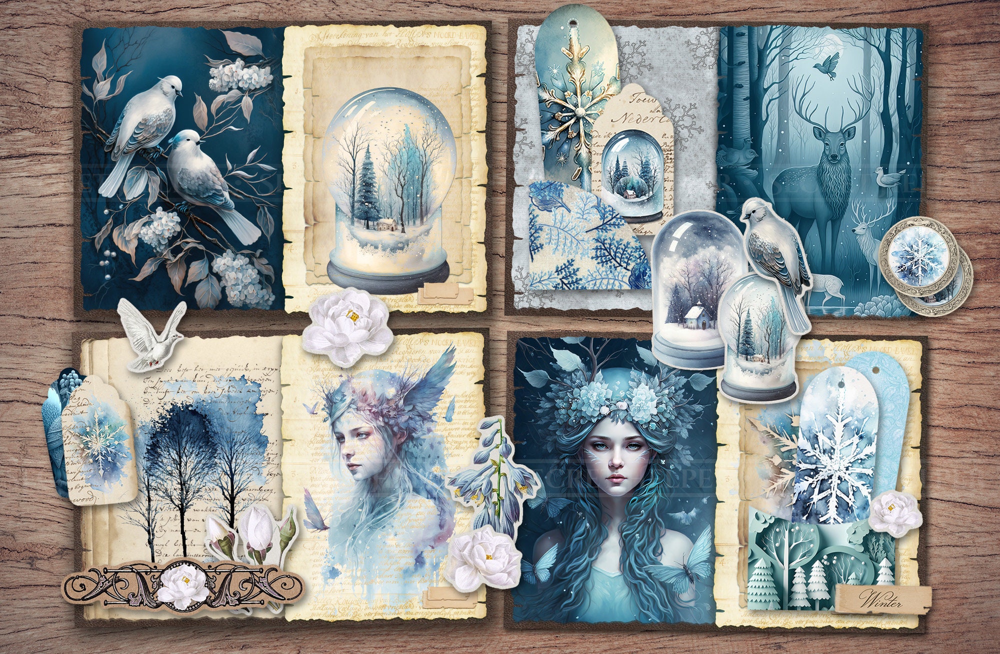 Winter Junk Journal (printable Kit With Cover, Pages, Ephemera, Tags ...