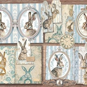 Rabbit Junk Journal Kit (printable JPG Pages With Ephemera, Tags ...