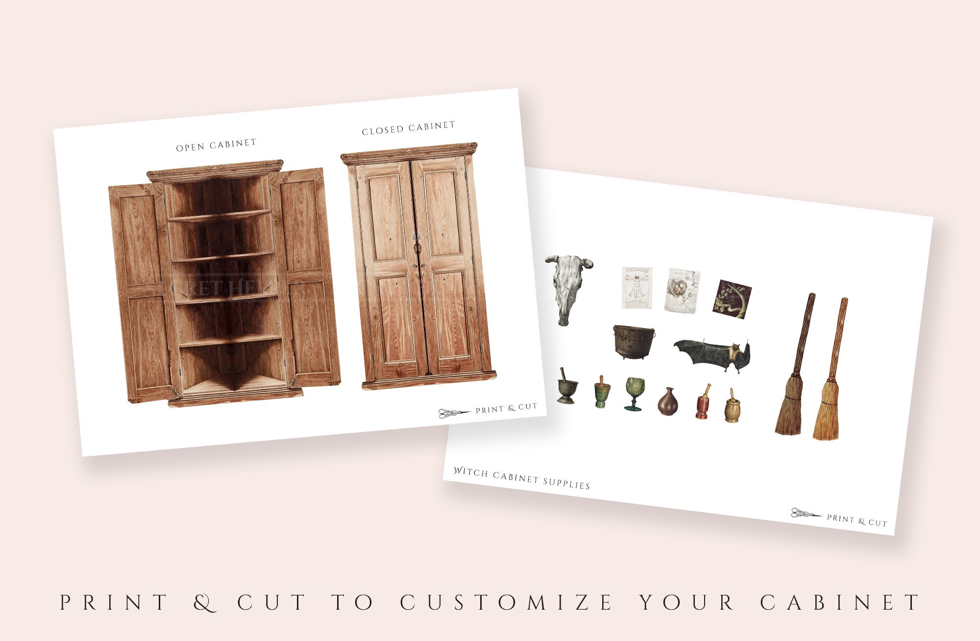 Printable Witch's Cabinet Kit JPG Sheets DIY Cabinet of - Etsy