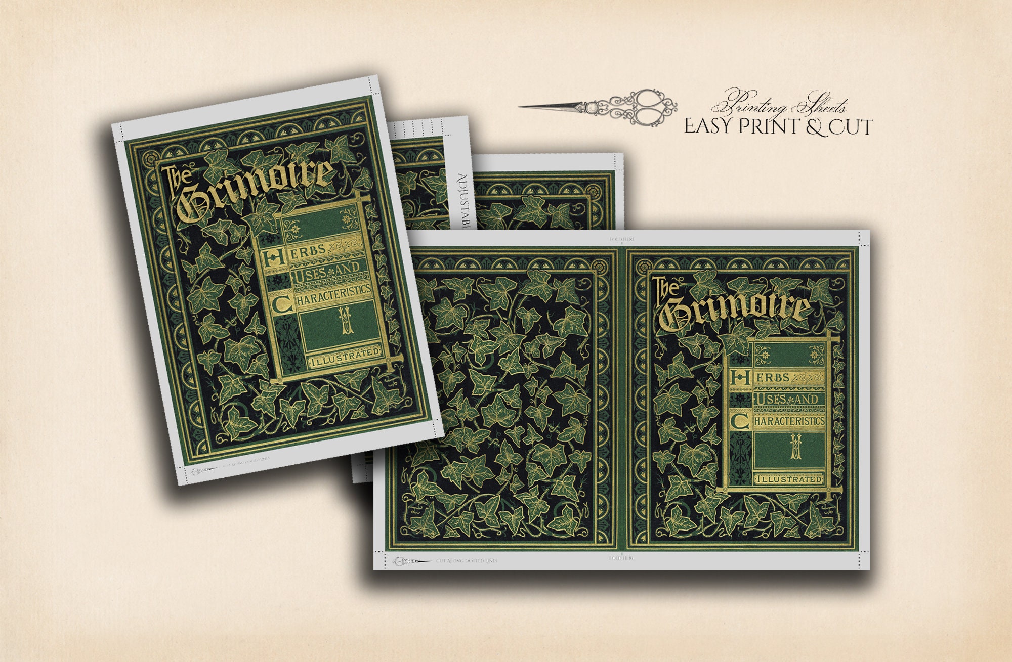 Printable Green Witch Grimoire Cover PDF & JPG for - Etsy