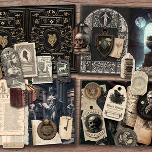 Dark Academia Junk Journal Kit (printable JPG Pages With Ephemera), Old ...
