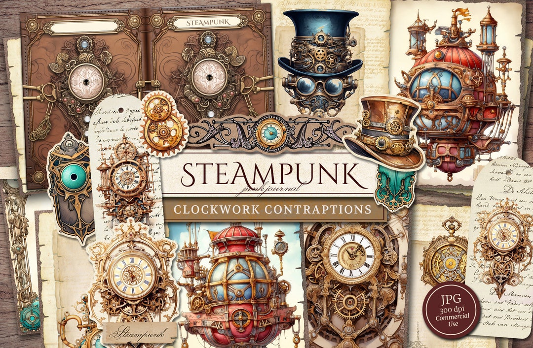 Steampunk Clockwork Junk Journal Kit (printable JPG Pages With Ephemera ...
