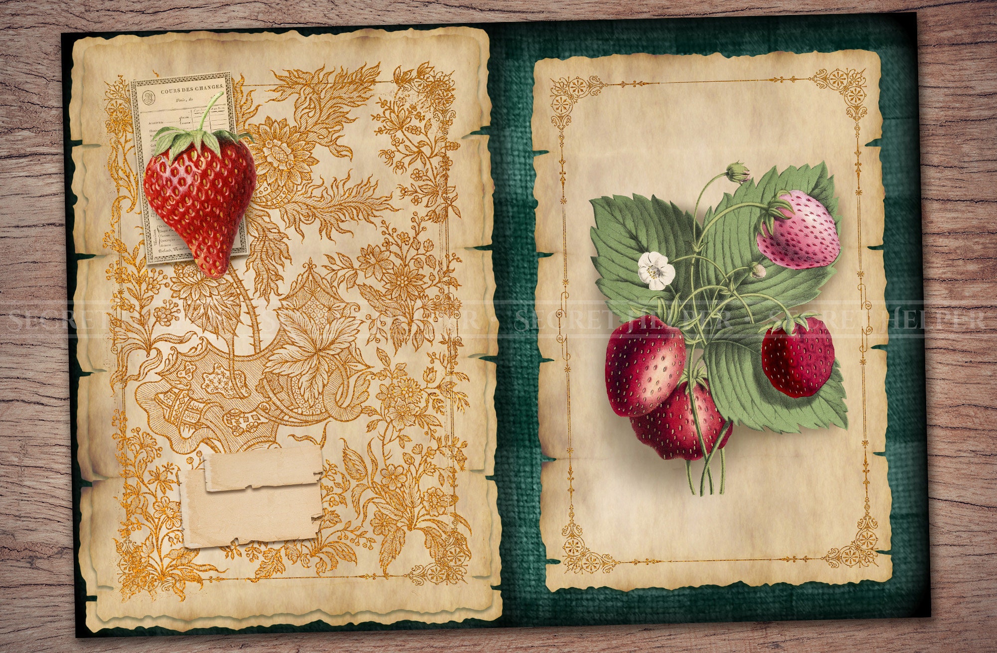 Strawberry Junk Journal Kit printable JPG Pages With - Etsy