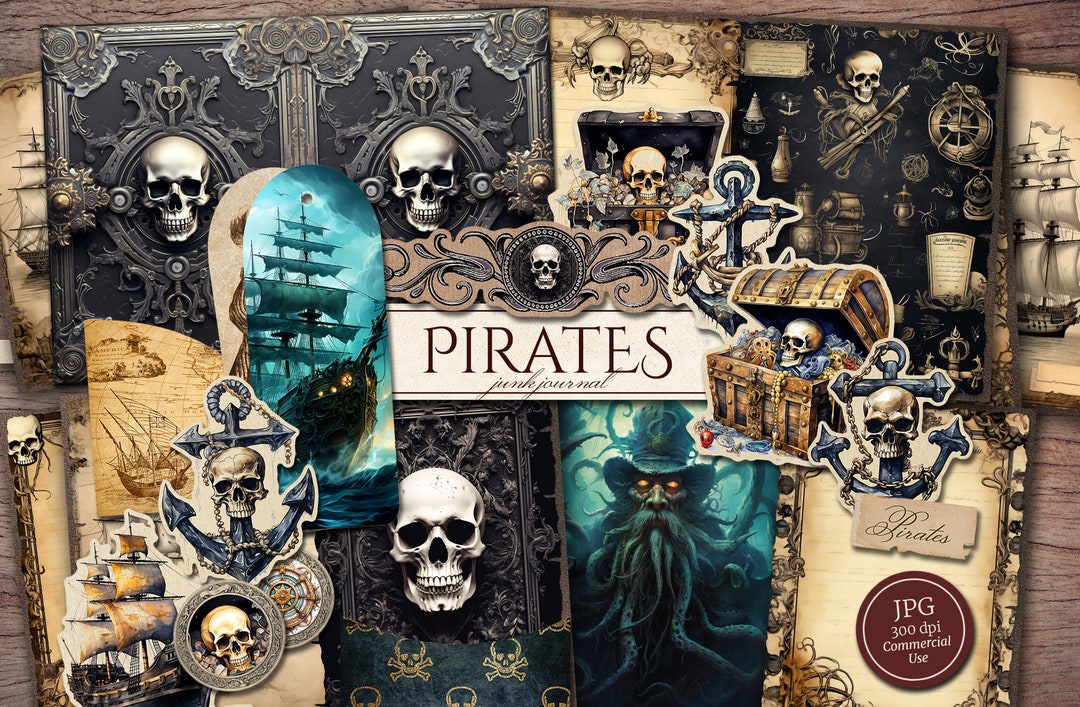 Pirates Junk Journal Kit (printable JPG Pages With Ephemera, Tags ...
