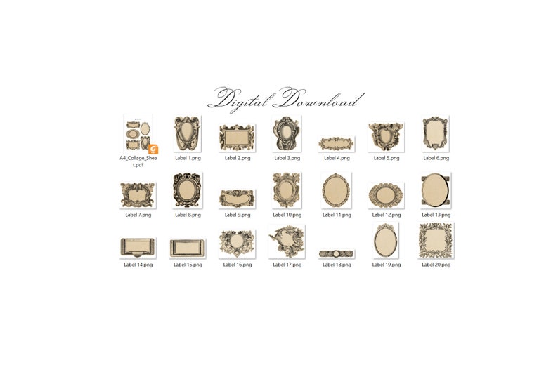 Printable Blank Labels PNG & PDF Collage Sheets Old Frame - Etsy Australia