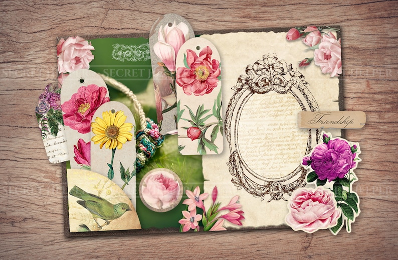 Friendship Junk Journal Kit printable JPG Pages With - Etsy