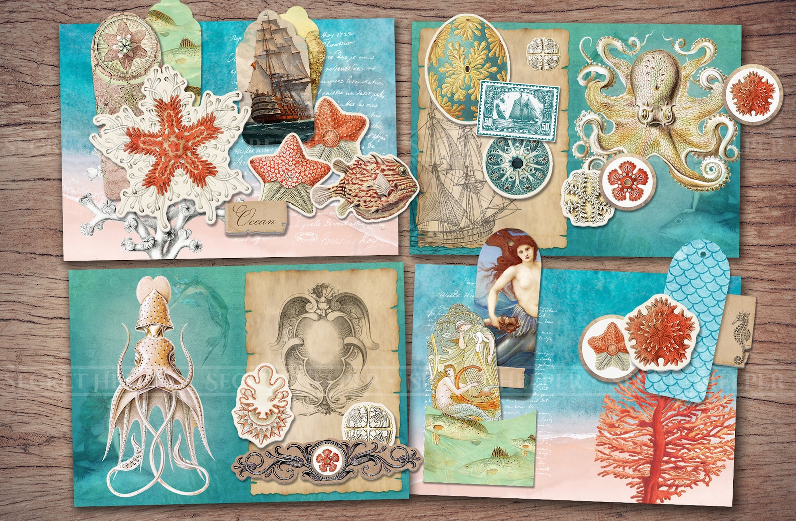 Ocean Junk Journal Kit (printable JPG Pages With Ephemera, Cover ...