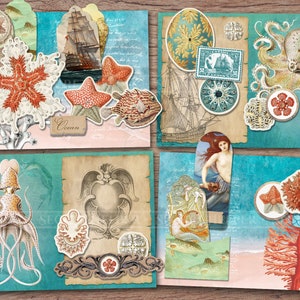 Ocean Junk Journal Kit (printable JPG Pages With Ephemera, Cover ...