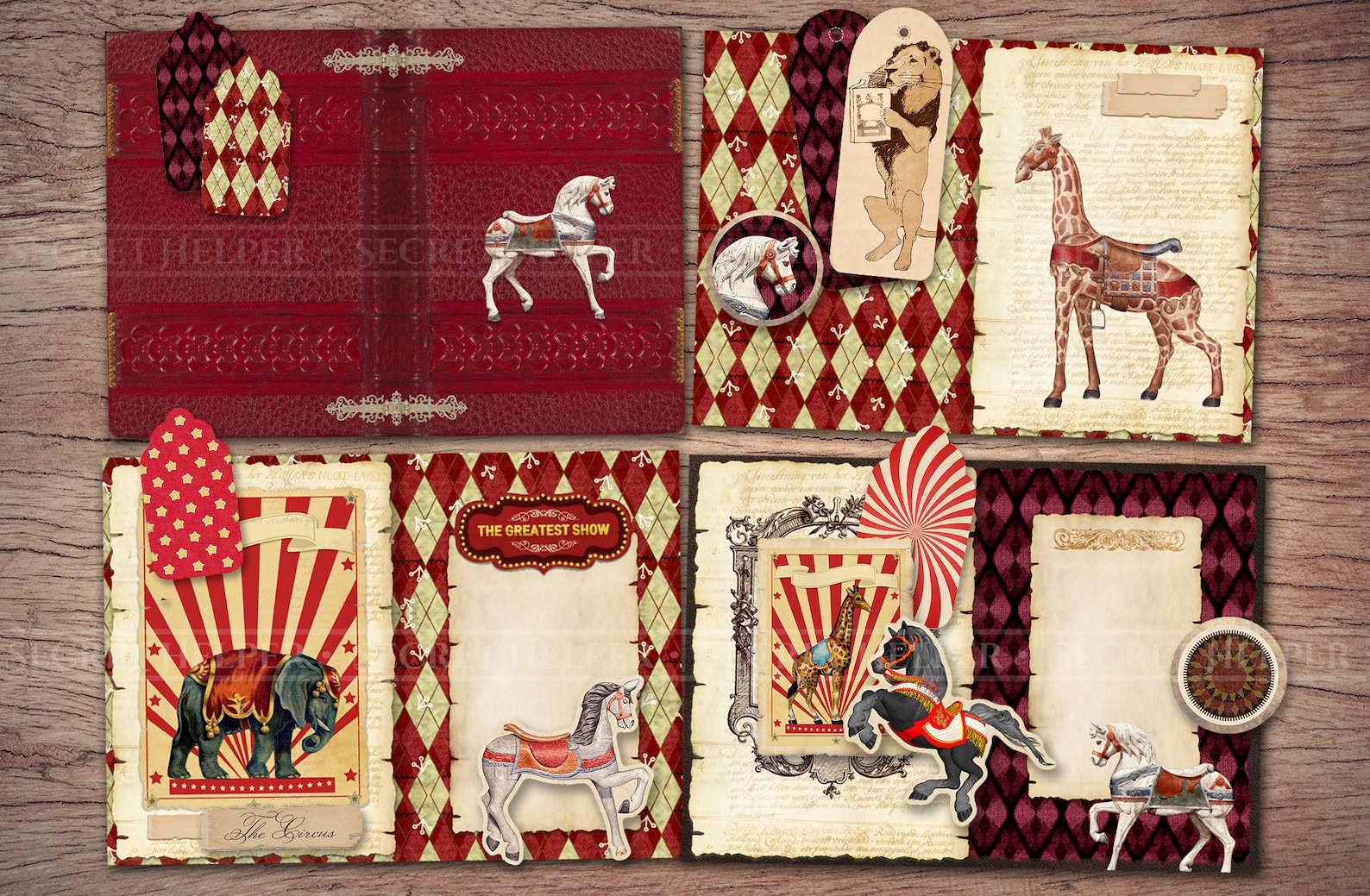 Circus Junk Journal Kit (printable JPG Pages With Ephemera, Cover ...