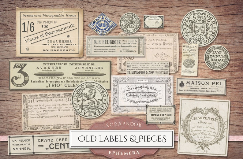 Old Labels & Ephemera (in JPG), Printable Junk Journal Embellishments ...