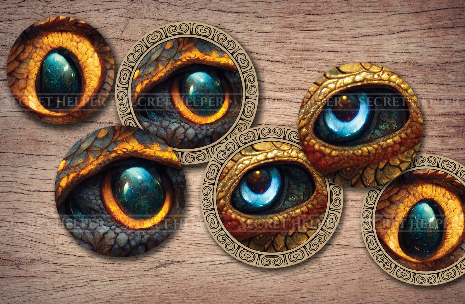 Printable Dragon Eyes PNG PDF Collage Sheets Circle Round - Etsy