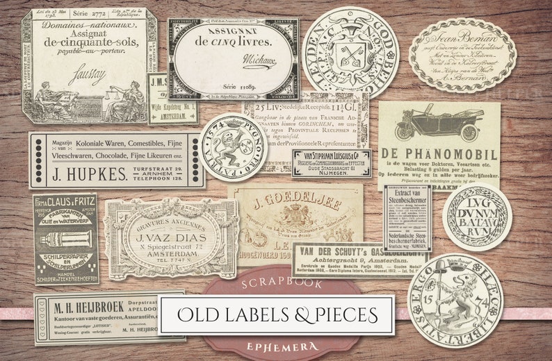 Old Labels & Ephemera (in JPG), Printable Junk Journal Embellishments ...