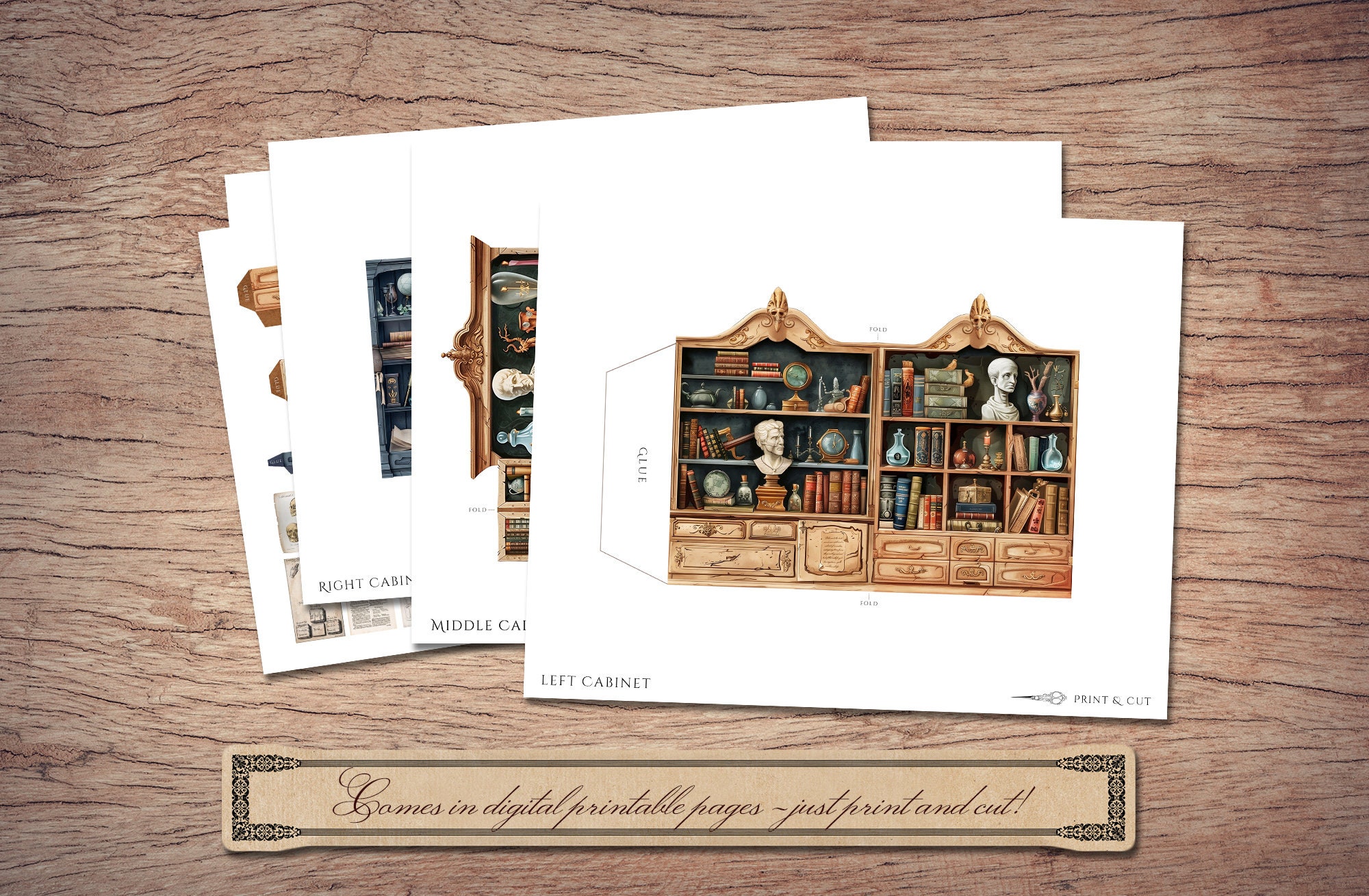 Dark Academia Folio Kit (printable JPG Pages With Ephemera), Cabinet of ...