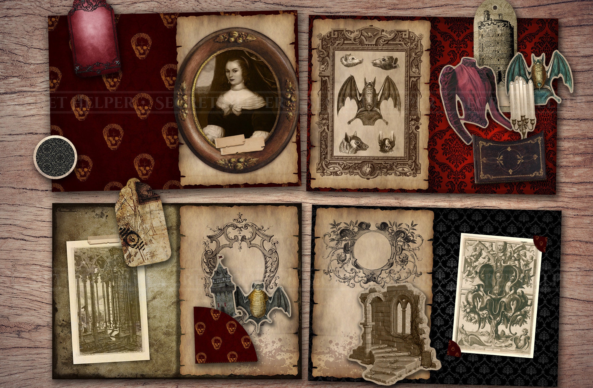 Vampire Junk Journal Kit (printable JPG Pages, Ephemera, Cover, Tags ...