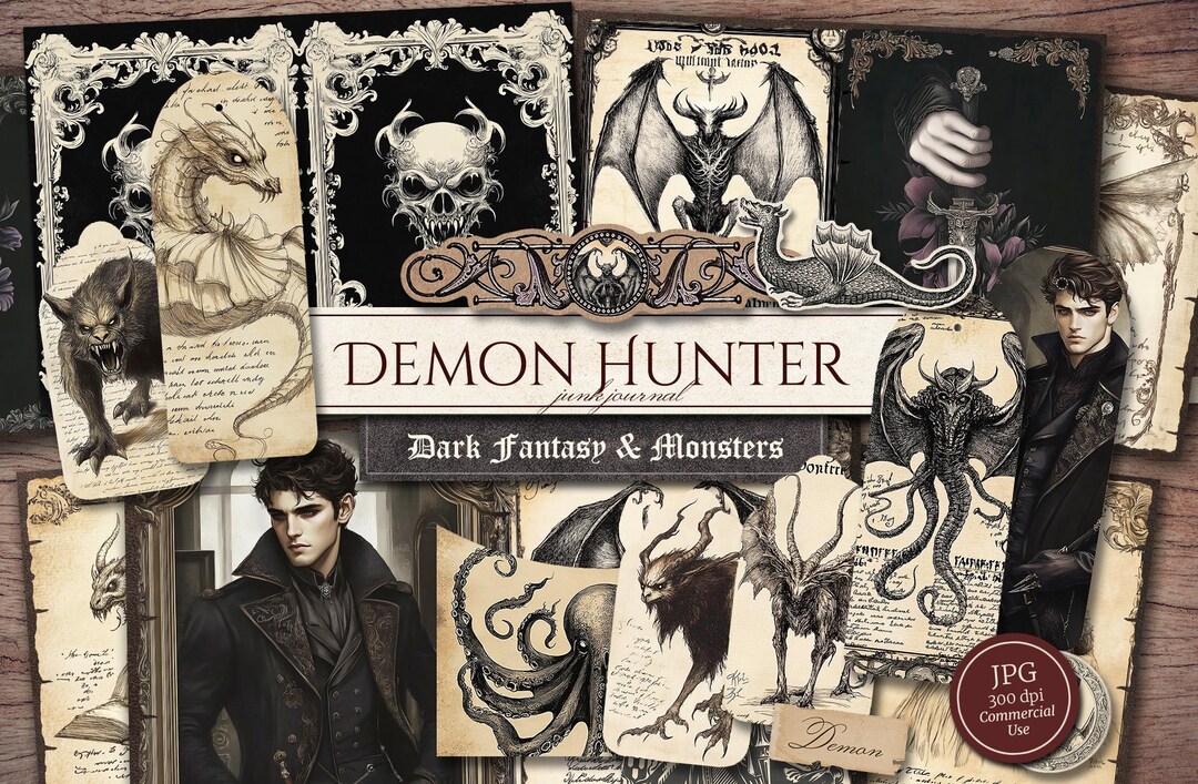 Demon Hunter Junk Journal Kit (printable JPG Pages With Ephemera, Tag ...