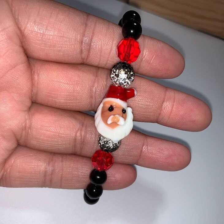Beaded Santa Bracelet/ Santa Beads/santa Jewelry/santa Bracelet - Etsy