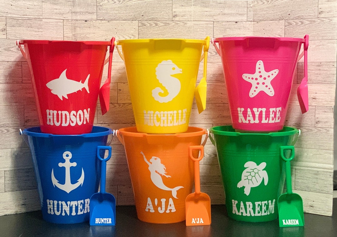 Personalized Fun Beach Sand Buckets for Kids/sand Pails/ Fun Beach Toys ...
