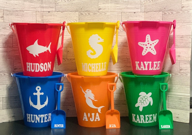 Personalized Fun Beach Sand Buckets for Kids/sand Pails/ Fun Beach Toys ...