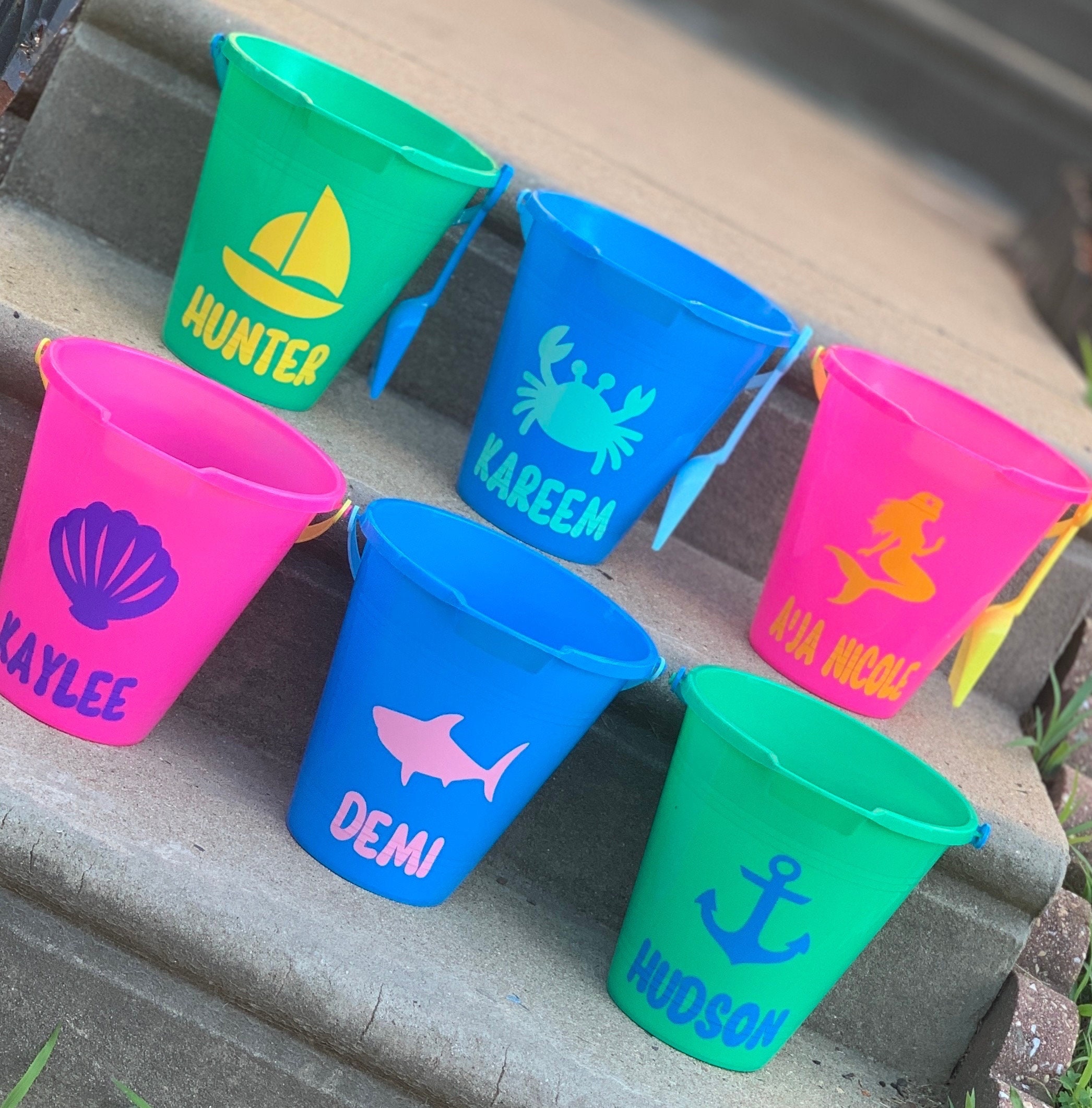 Personalized Beach Bucket With Shovel: Custom Decal Sand Pail - Etsy
