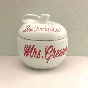 Personalized Apple for Teacher/ Ceramic Apple Decor/ End of the Year ...